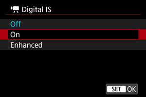 Changing Image Stabilizer (IS Mode) settings on the EOS R5.