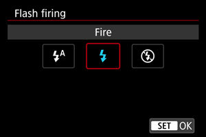 Flash Function Settings on the EOS R50.
