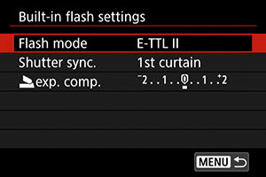 EOS R10: Flash Function Settings
