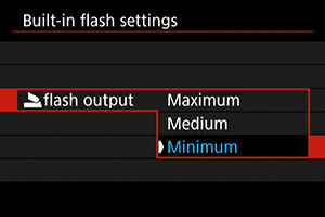 Flash Function Settings on the EOS R50.