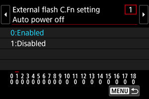 Flash Function Settings on the EOS R50.