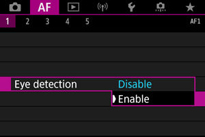 Selecting the AF Method on the EOS R5.