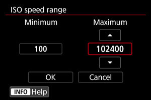 EOS R8: ISO Speed Settings for Still Photos
