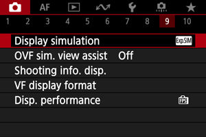 EOS R6 Mark II: Display Simulation Settings