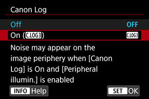 EOS R6 Mark II: Canon Log Settings