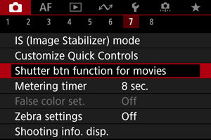 EOS R6 Mark II: Shutter Button Function for Movies