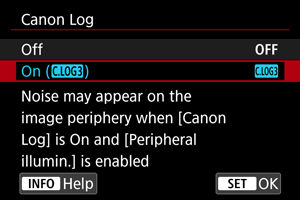 EOS R8: Canon Log Settings