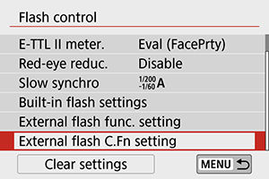 EOS REBEL T8i: Flash Function Settings