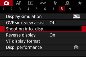 Customizing the Shooting Information Display on the EOS R50.