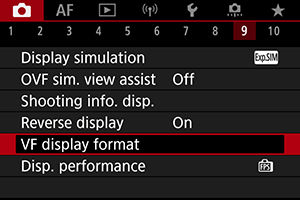 EOS R10: Viewfinder Display Format