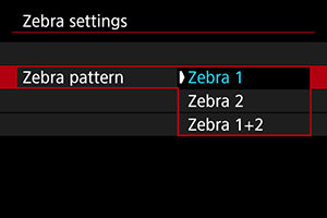 EOS R10: Zebra Settings