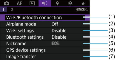 EOS R6: Tab Menus: Wireless Features