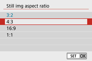How to set the still image ratio on the EOS M50 Mark II.