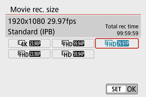 Setting the Movie Recording Quality on the EOS M50 Mark II.
