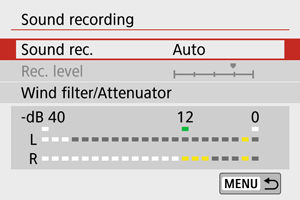 Sound recording on the EOS M50 Mark II.