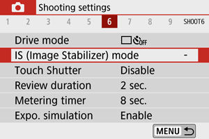 How to adjust image stabilizer settings on the EOS M50 Mark II.
