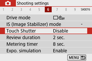 Using the touch shutter on the EOS M50 Mark II.