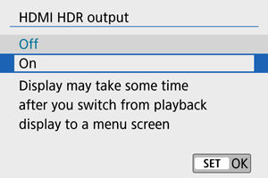 HDMI HDR Output on the EOS M50 Mark II.