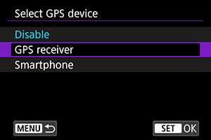 EOS R7: GPS Device Settings