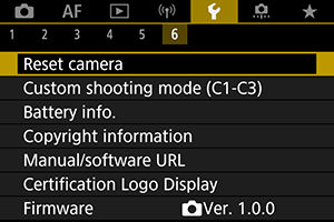 EOS R7: Resetting the Camera