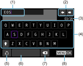 EOS R50: Virtual Keyboard Operations