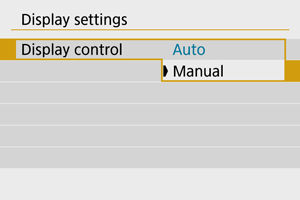 Specifying the screen or viewfinder on the EOS M50 Mark II.