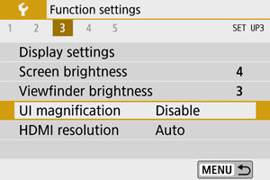 How to magnify the UI on the EOS M50 Mark II.