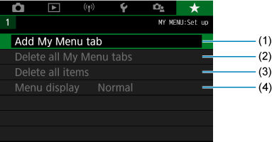 EOS REBEL T8i: Tab Menus: My Menu