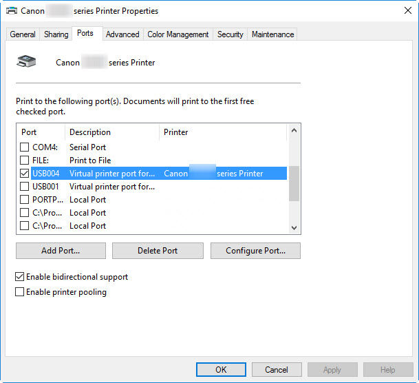 Configure the Printer's USB Connection - PIXMA MX712