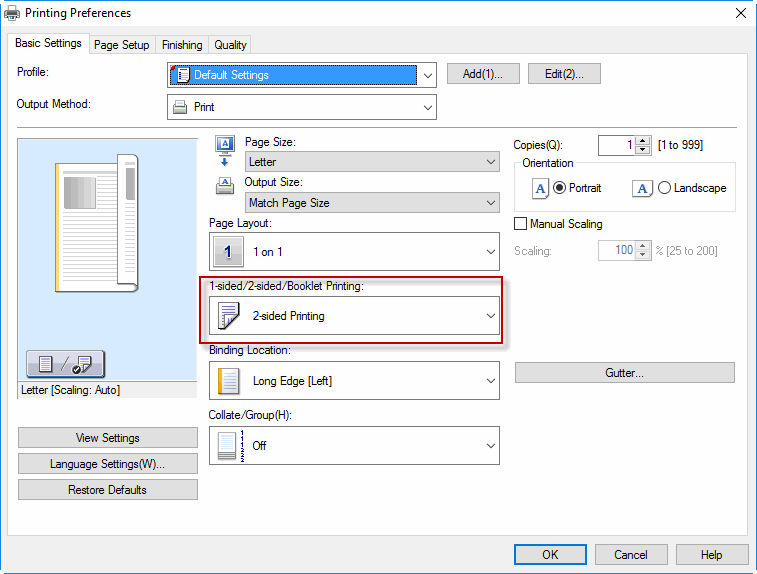 2-sided printing on a Windows computer