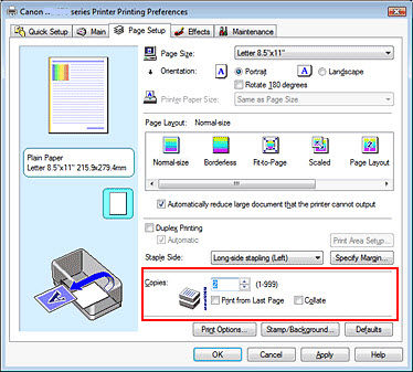 Print Pages in Reverse Order on a PIXMA - Windows