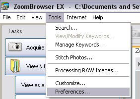Customizing preferences in ZoomBrowser EX ver. 6.x