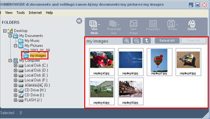 Opening ZoomBrowser EX 4.0 folders