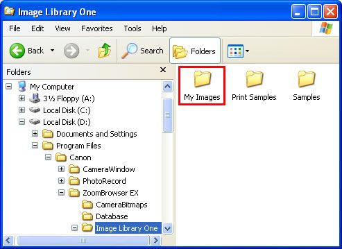 Opening ZoomBrowser EX 4.0 folders