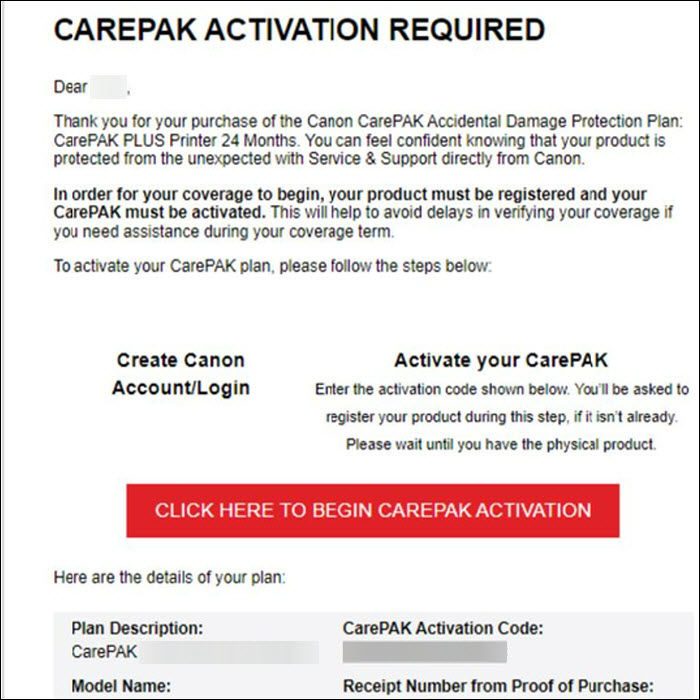 Activate an eCarePAK
