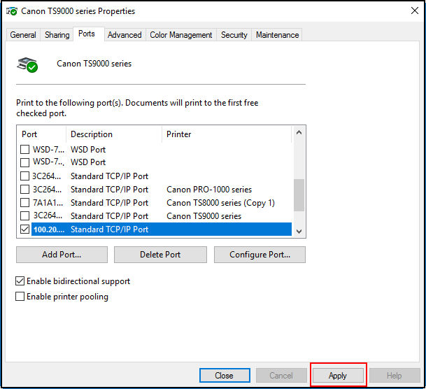 Adding a TCP / IP Port