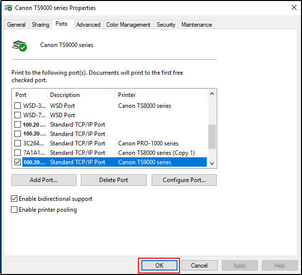 Adding a TCP / IP Port