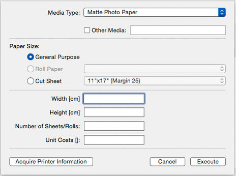 Configuring Unit Costs Including Ink and Paper - PRO-1000 (Mac)