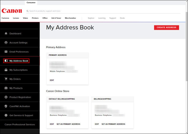 My Canon Account - Overview