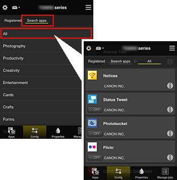 Canon Inkjet Cloud Printing Center window