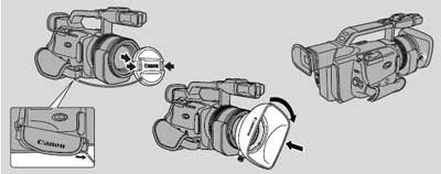 How to attach the lens hood to the GL2.
