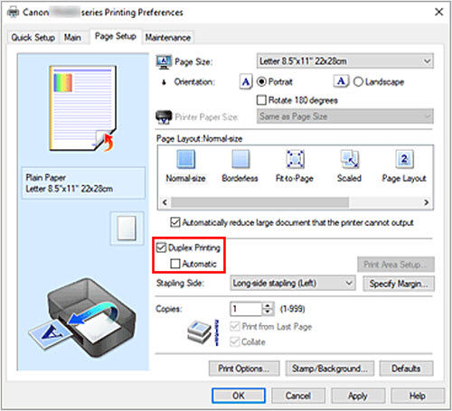 Print on Both Sides of the Paper (Duplex Printing) (Windows) - TR4720 ...