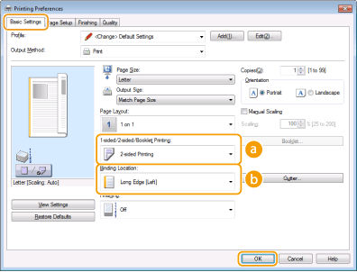 Switching 1-Sided and 2-Sided Printing (MF229dw/MF227dw) (Windows)