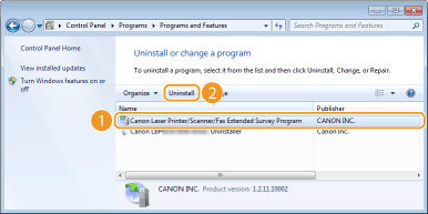 Uninstalling the software on Windows (LBP6230dw)