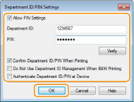Setting the Department ID Management