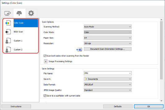 Setting the File Format and Original Orientation for Scanning (MF Scan ...