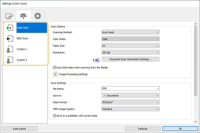 Setting the File Format and Original Orientation for Scanning (MF Scan ...