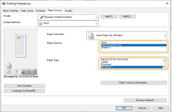 Canon Envelope Printing