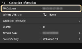 Checking the MAC Address Set on the Machine