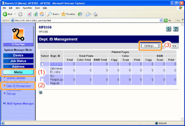 Activating the Departmental ID Management (MF8050/MF8350)